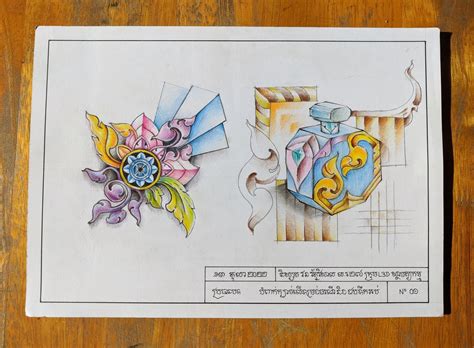 Khmer Ornaments Architecture Sketch Illustration Sketches Thai Art