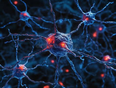 Close Up of Glowing Blue Neural Synapses Connected by Illuminated Pathways Symbolizing ...