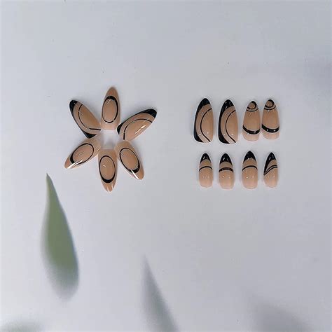 Glossy Nude Fake Nails Press On Nails Medium Almond Fake Nails With