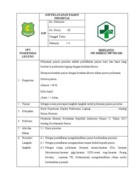 Sop Pelayanan Pasien Prioritas Pdf