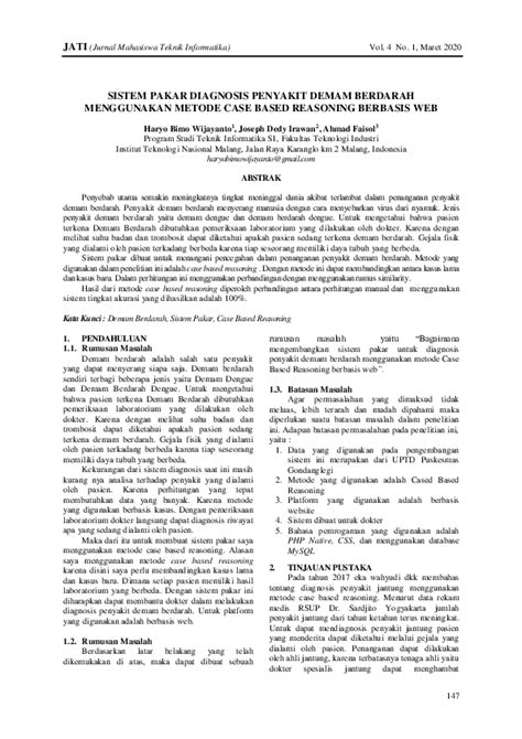 Pdf Sistem Pakar Diagnosis Penyakit Demam Berdarah Menggunakan Metode