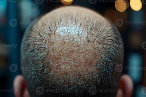 Close Up View Of A Bald Head Texture And Detail For Hair Loss Concepts