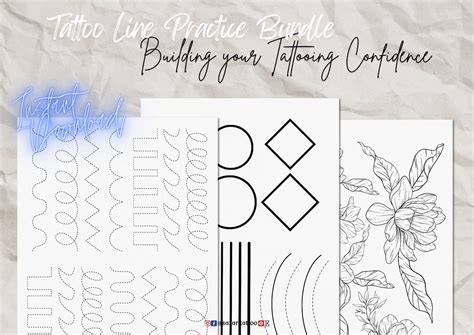 Tattoo Practice Sheets Set Of 10 Printable Stencils Instant