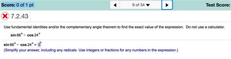 Solved Use Fundamental Identities And Or The Complementary