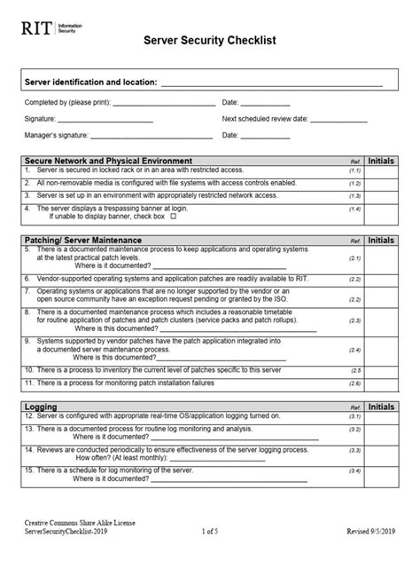 Server Security Checklist Pdf Vulnerability Computing Access