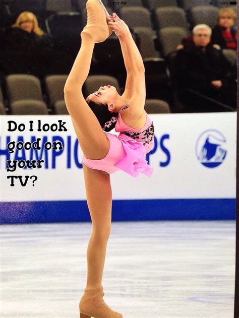 A Female Figure Skating On An Ice Rink With The Caption Do I Look Good