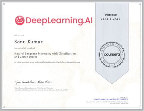 Sonu Kumar On Linkedin Nlp Deeplearning Coursera Continuouslearning Achievementunlocked