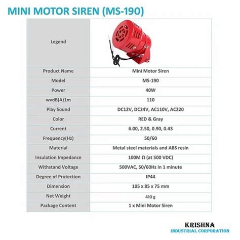 Ms 190 Mini Motor Siren 220v 300 Mtr At ₹ 800piece In New Delhi Id