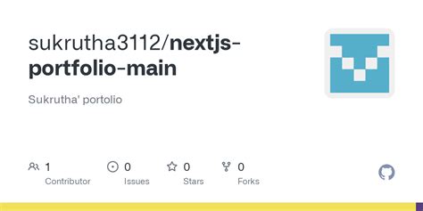 GitHub Sukrutha Nextjs Portfolio Main Sukrutha Portolio