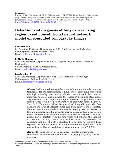 Pdf Detection And Diagnosis Of Lung Cancer Using Region Based Convolutional Neural Network