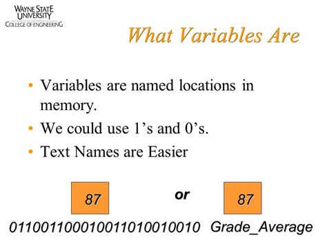Variables In Vb Keeping Track Variables Variables Are Named Places In