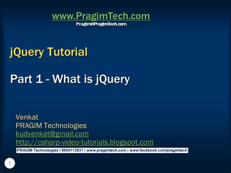 Sql Server Net And C Video Tutorial What Is JQuery