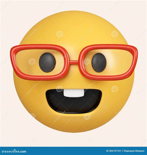 3d Nerd Face Emoji With Spectacles Cute Smiling Emoticon Wearing
