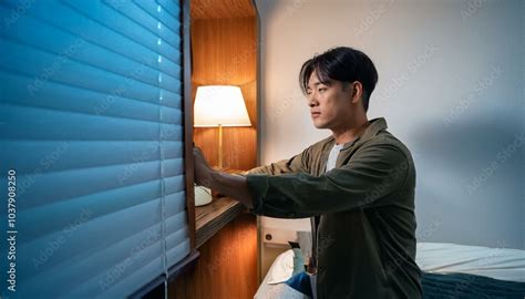 自宅で使っていない部屋の電気をこまめに消して回る人の姿。夜になっても必要最低限の照明だけを使い、エコで電気代を節約する意識が強く表れている