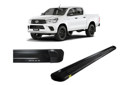 Estribo Hilux Cabine Dupla Plataforma Alumínio Preto 2016 2017 2018