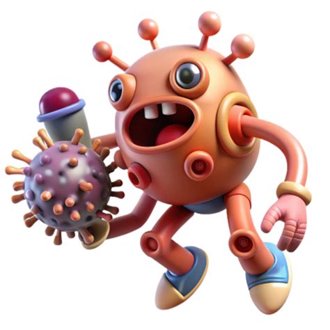 Dramatic Classic Cute Virus Cartoon 3d Render Detailed 56739415 Png