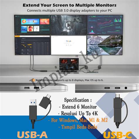 Jual 4k Hdmi Extend 6 Monitor Display Tampil Beda Beda Usb 30