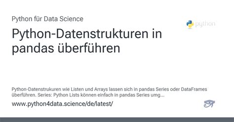 Python Datenstrukturen In Pandas Berf Hren Python F R Data Science