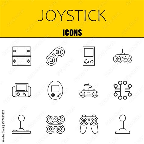 Joystick Vector Line Icons Set Console Gamepad And Console Icons Thin Line Design Modern