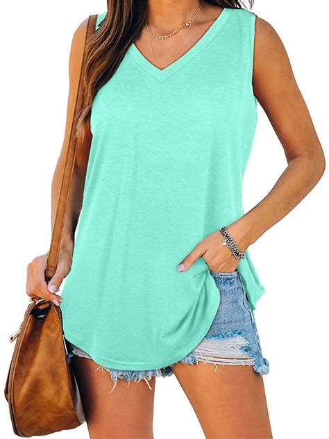 Uvn V Neck Tank Tops For Women Summer Sleeveless Shirts Casual Tank
