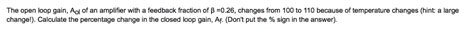 solved the open loop gain aol of an amplifier with a