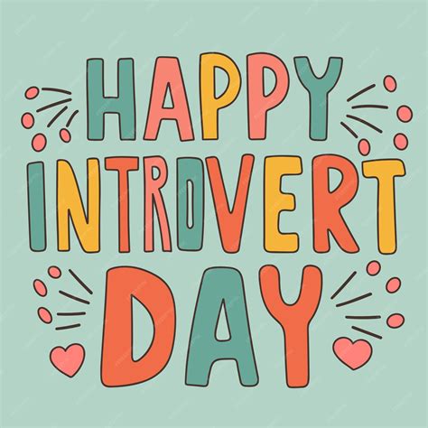 premium vector happy introvert day text banner handwriting holiday