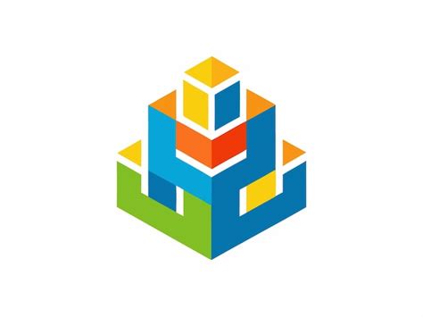 Vibrant Logo Design With Interlocking Building Blocks For Construction