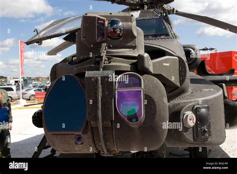 Nose Turret Of British Army Apache Attack Helicopter At Farnborough