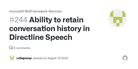Ability To Retain Conversation History In Directline Speech Issue
