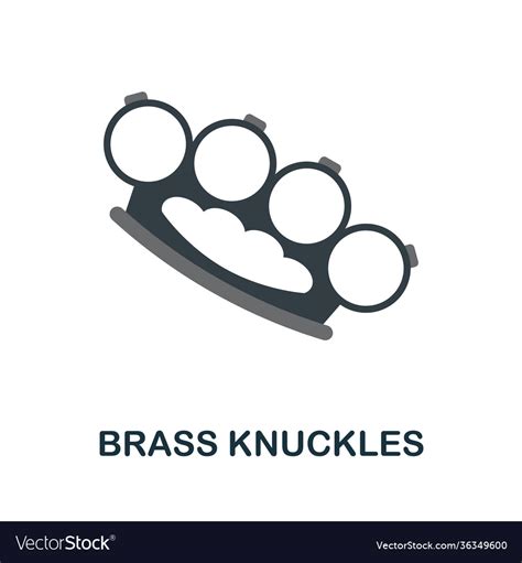 Brass Knuckles Flat Icon Color Simple Element Vector Image