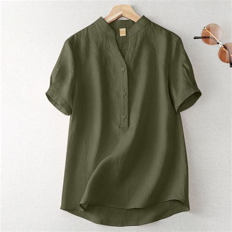 ZANZEA Women Short Sleeve Summer Casual Work Solid Color V Neck Blouses