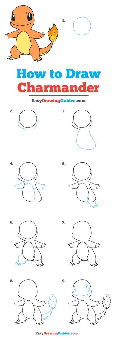 How to Draw Charmander from Pokémon Really Easy Drawing Tutorial