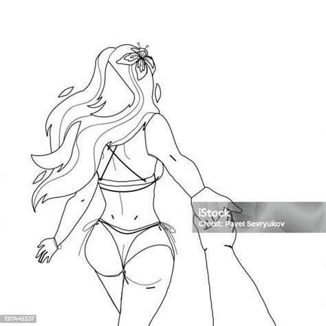 해변 여자에 원하는 남자 에 따라 그녀의 벡터 관광에 대한 스톡 벡터 아트 및 기타 이미지 관광 관광객 남자 Istock