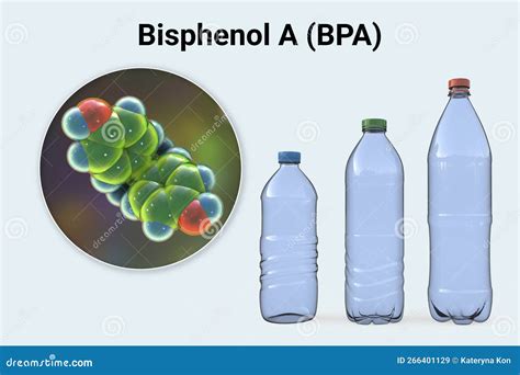 Bisphenol A Molecule And Plastic Bottles 3D Illustration Organic