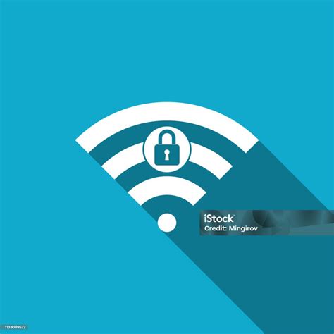 Wifi 鎖定的標誌圖示隔離與長陰影密碼 Wifi 符號無線網路圖示無線上網區扁平設計向量插圖向量圖形及更多互聯網圖片 Istock