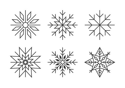Snowflake Thin Black Line Icons Snow Vector Set 25747329 Vector Art At