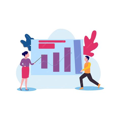 Premium Vector The Girl Is Explaining The Business Graph
