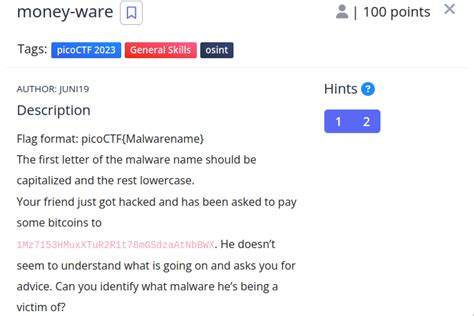Write Up Picoctf 2023 Money Ware By Zubair Adnan Arsyad Medium