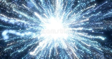Abstract Glowing Energy Explosion Whirlwind Firework From Blue Lines Stock Illustration