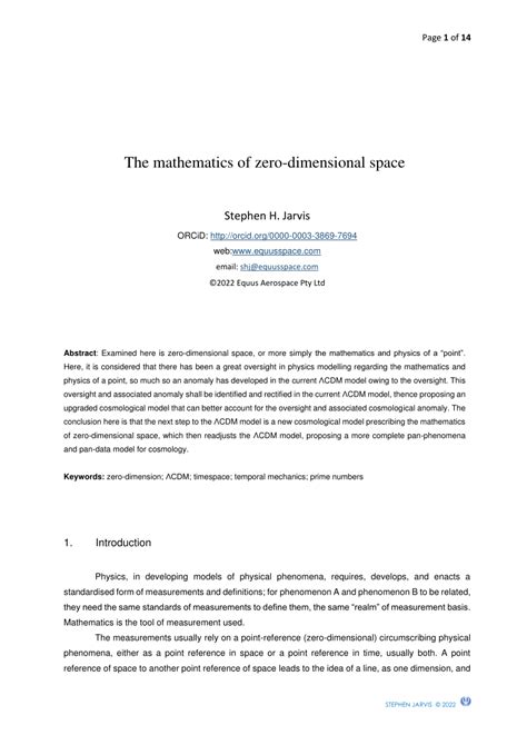Pdf The Mathematics Of Zero Dimensional Space