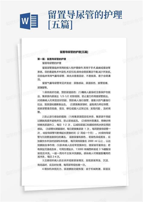 留置导尿管的护理 五篇 Word模板下载 编号lkyxdkbo 熊猫办公