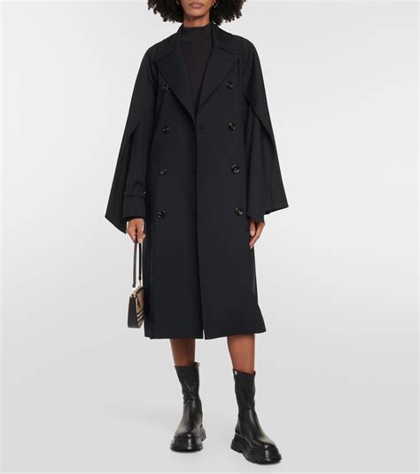 Wool Blend Trench Coat In Black Burberry Mytheresa