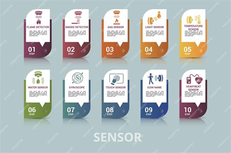 Premium Vector Infographic Sensor Template Icons In Different Colors Include Water Quality