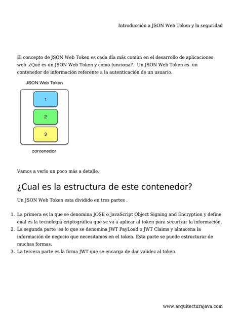 Introducción A Json Web Token Y La Seguridad Pdf Clave