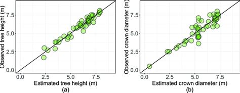 The Observed And Estimated Tree Height A And Crown Diameter Values