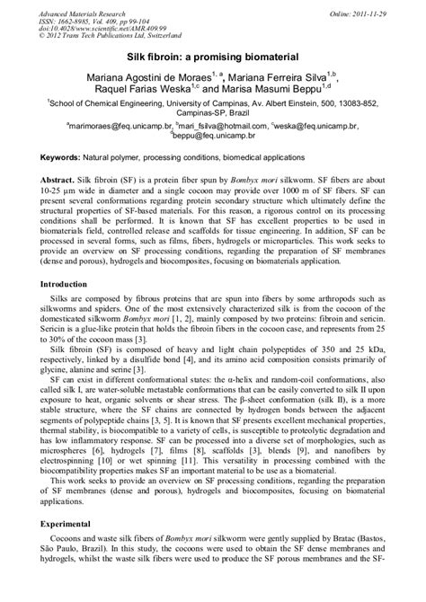 Silk Fibroin A Promising Biomaterial Scientificnet