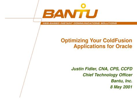Ppt Optimizing Your Coldfusion Applications For Oracle Powerpoint