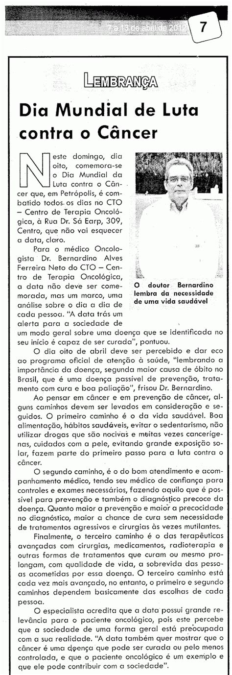 Dia Mundial De Luta Contra O Cancer