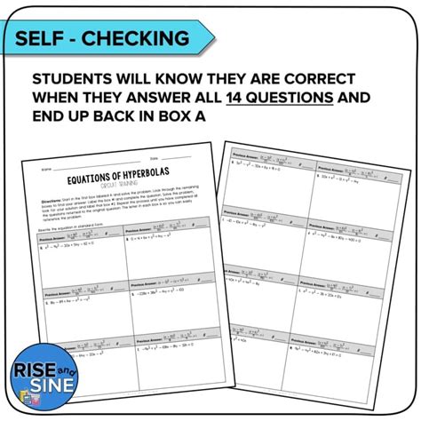 Equations Of Hyperbolas Worksheet Self Checking Circuit Activity
