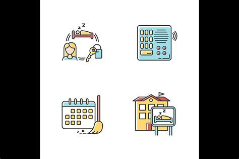 Hostel RGB Color Icons Set MasterBundles